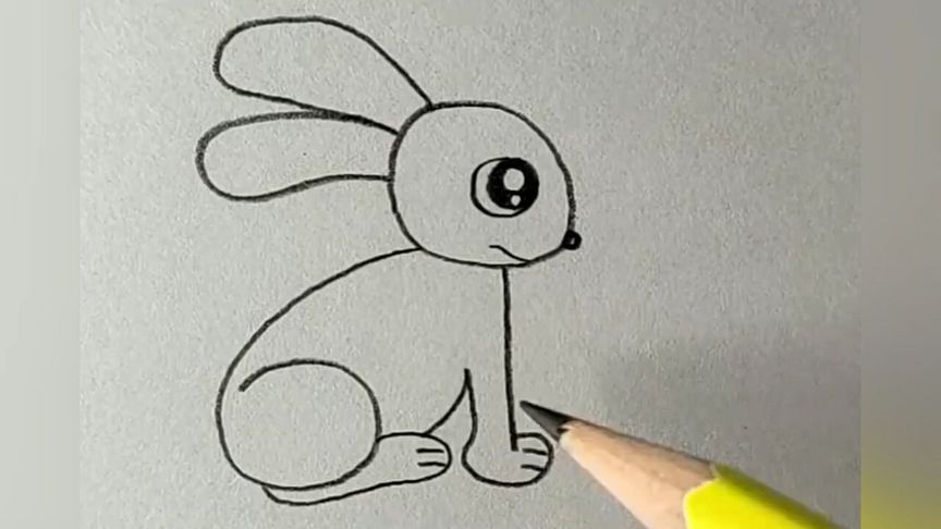 小白兔简笔画教学,数字创意美术绘画视频。