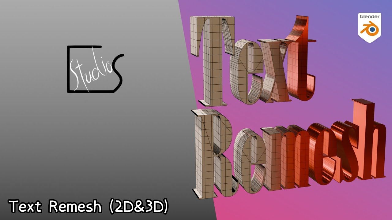 Blender几何节点制作3D字体的重新网格化效果(中英文字幕)