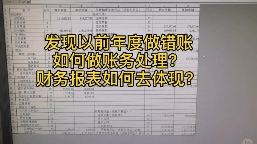 发现以前年度做错账如何做账务处理?财务报表如何去体现?