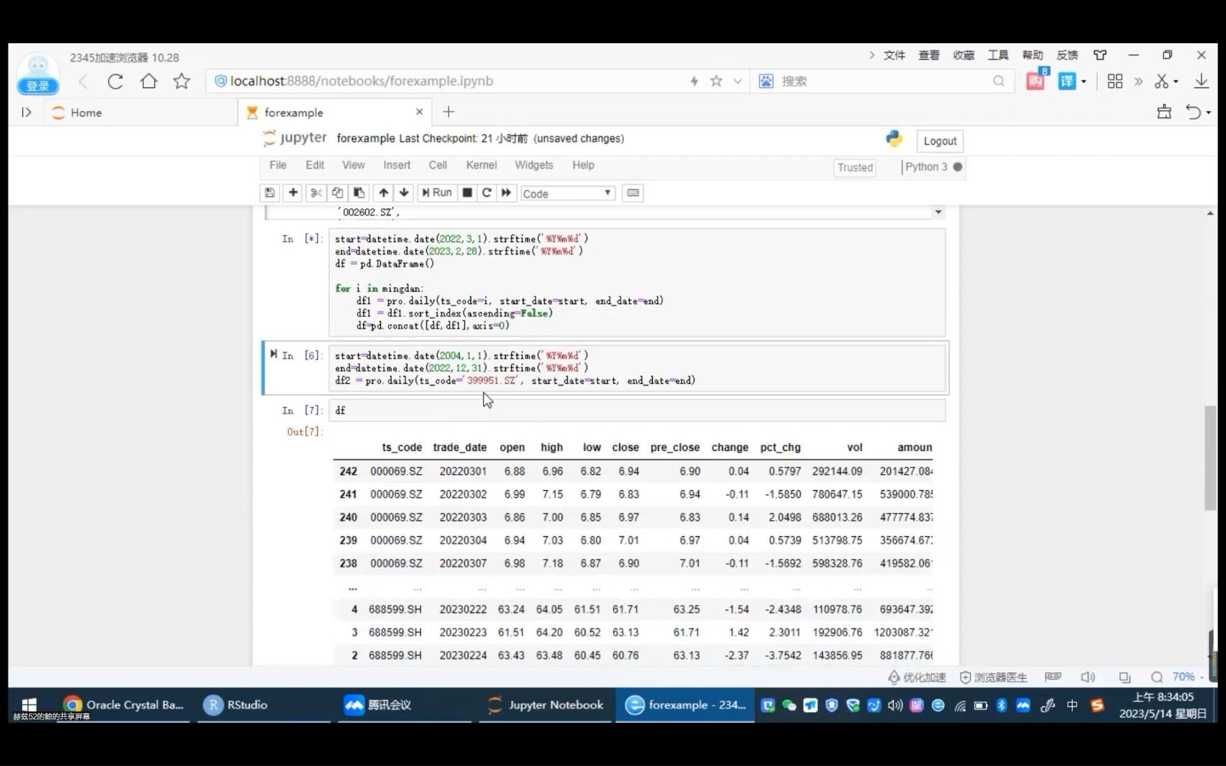 十分钟学会【Python】python通过tushare获取A股历史交易数据或者...
