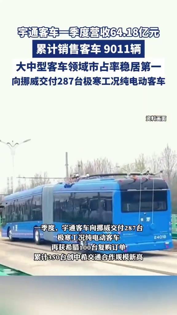 宇通客车一季度营收64.18亿元