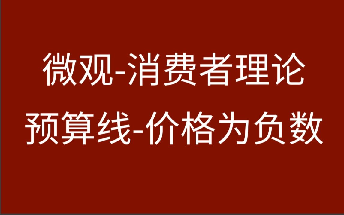 【微观】消费者理论-预算线约束-价格为负数