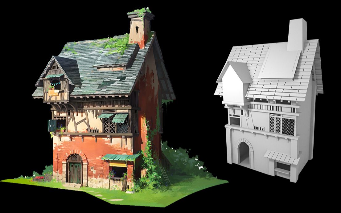 3DMAX场景建模:简单入门房子建模,3d场景基础练习案例,3d场景教学
