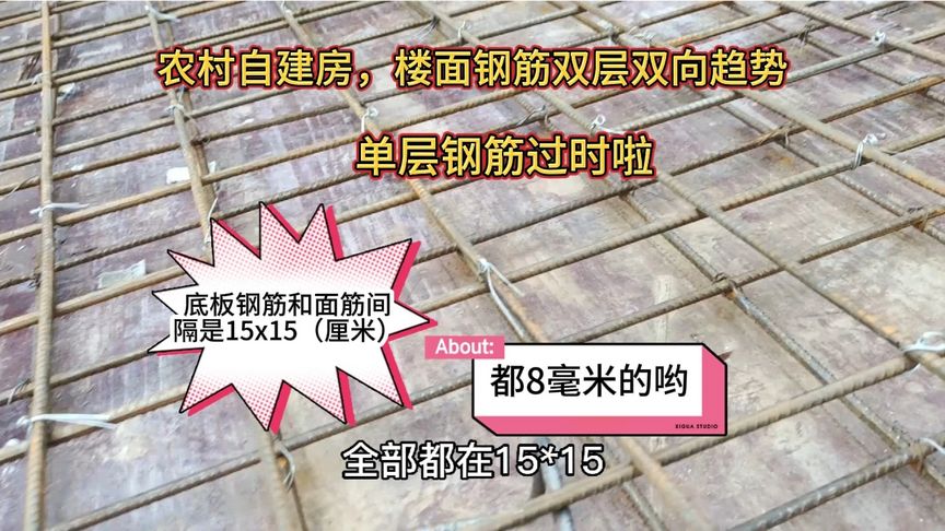 农村自建房,底8面8双层双向钢筋,间距是15厘米,这样行吗?
