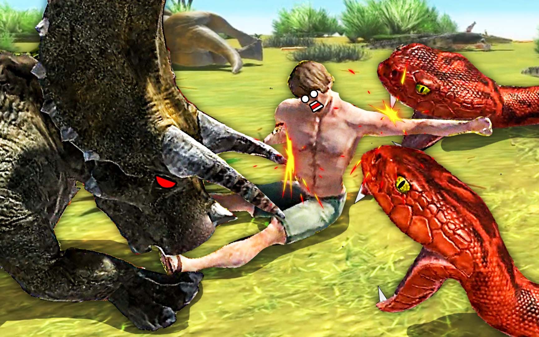 动物战斗模拟器 异形蛇发怒变成吞天巨蟒把我吞了 阿波兔解说