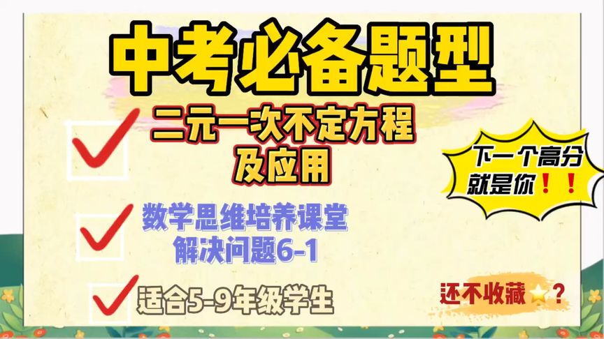 二元一次不定方程及应用中考必备题型