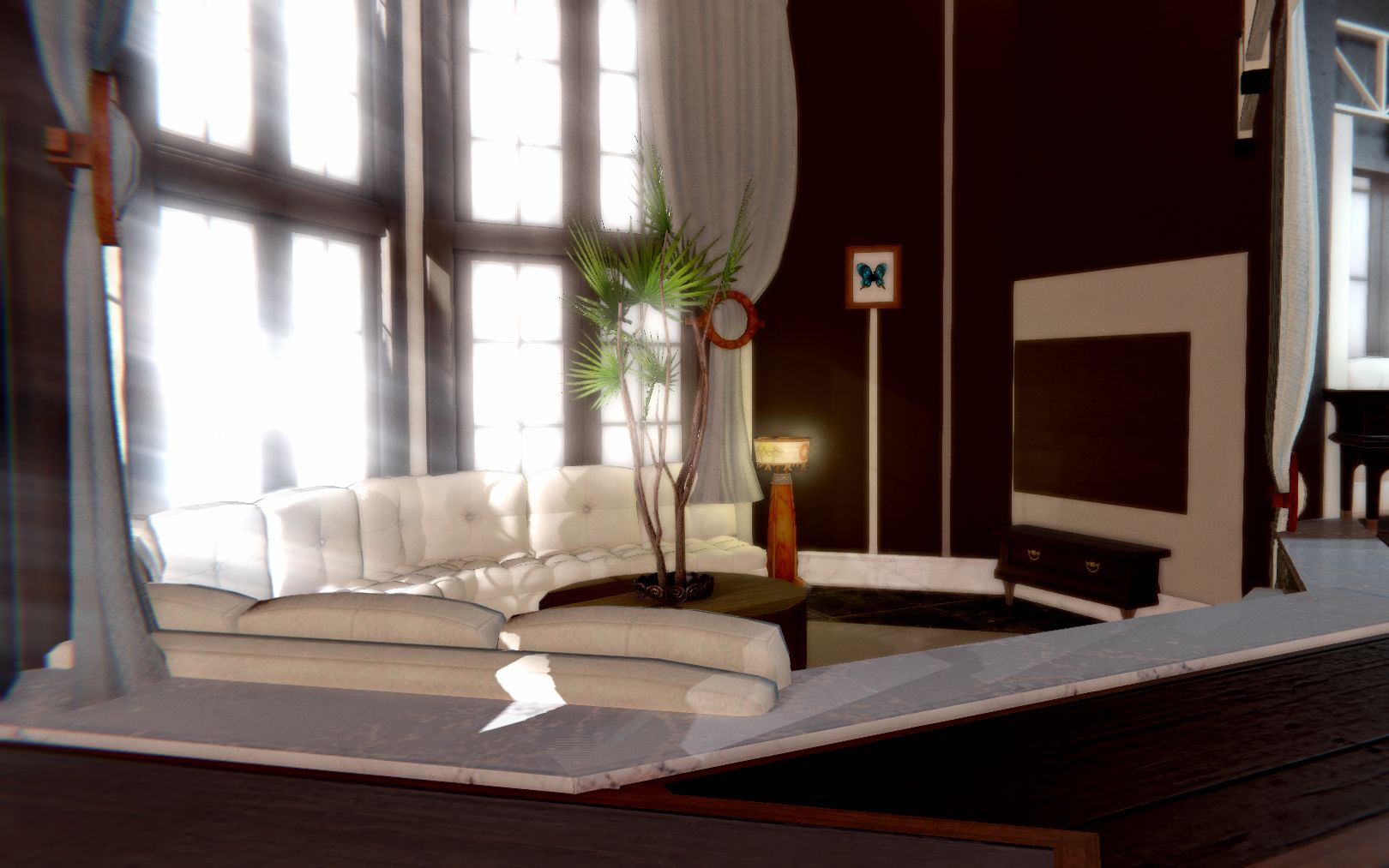 【ff14装修】m房现代黑白 想不想拥有八边形下陷客厅~ 客单存档