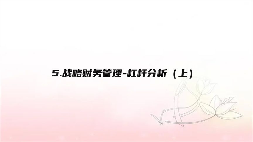 5.战略财务管理-杠杆分析(上)【转载】