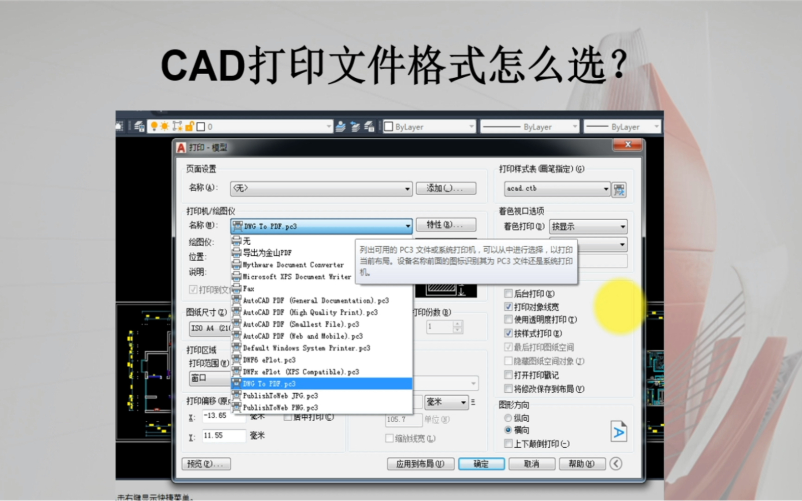 使用CAD打印出图时,打印文件格式怎么选