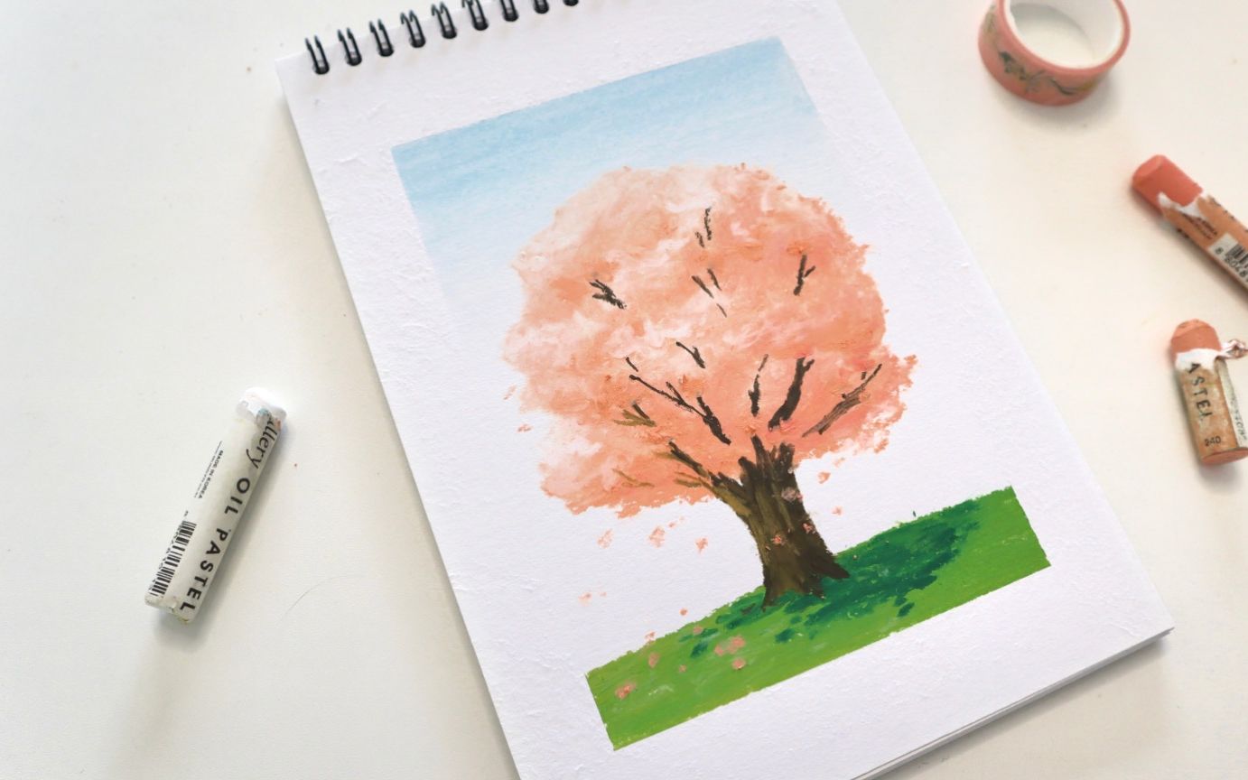 油画棒教程|待到春风十里时 愿有樱花漫盛世