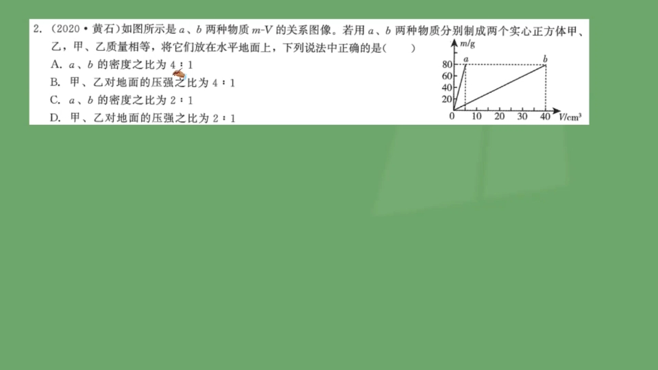形状规则物体的压强2比值