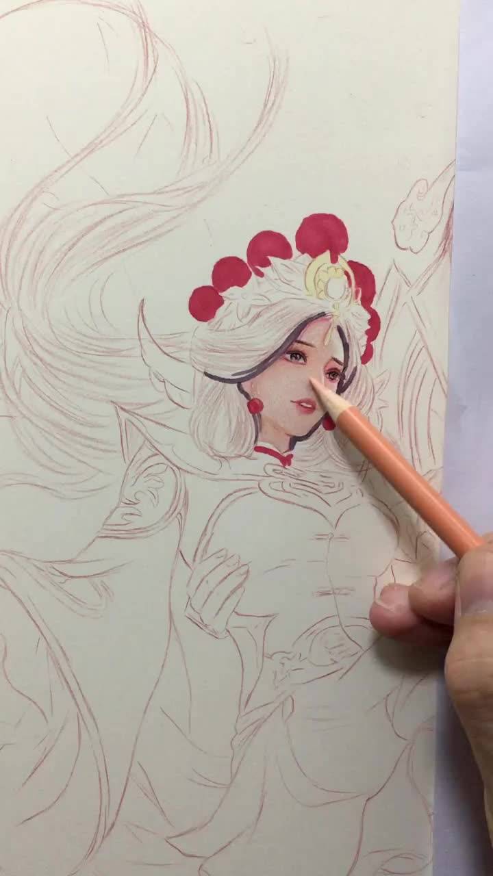头部画出来了 接着画衣服  你能认出画的谁吗?