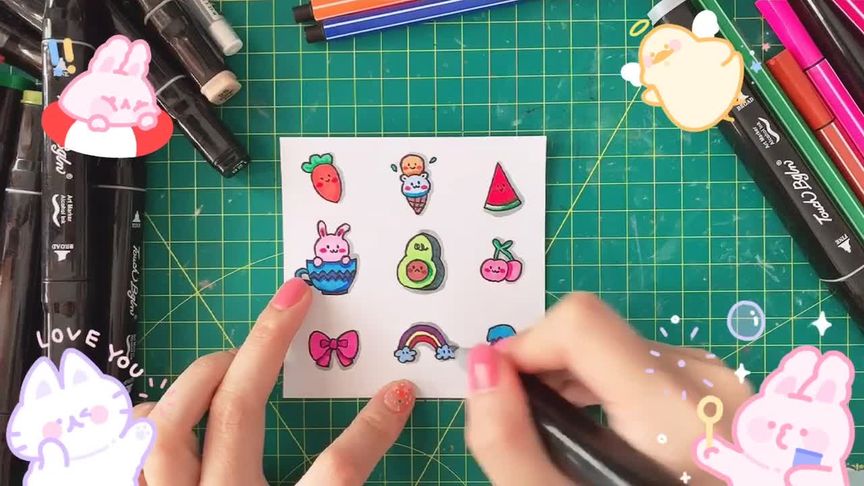 马克笔简笔画绘画过程#简笔画 #插画 #马克笔 #可爱 #教程 #手绘