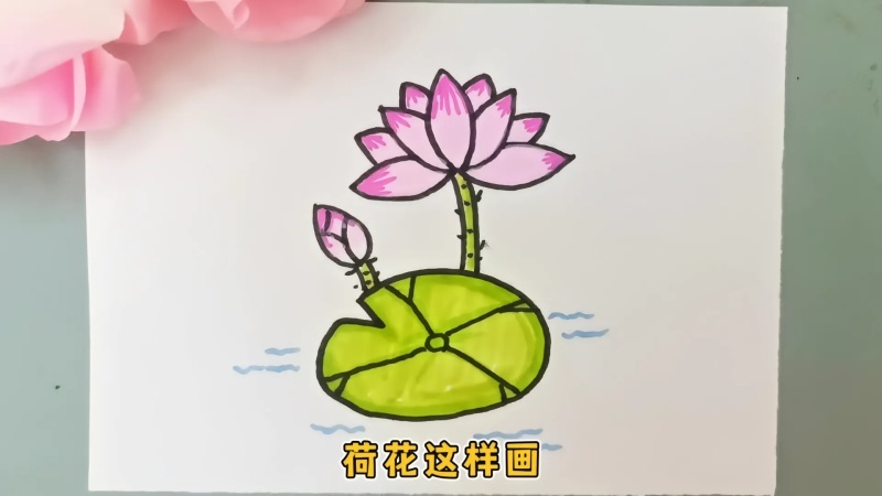 荷花这样画简单又好看 画画 简笔画 荷花简笔画 启蒙早教