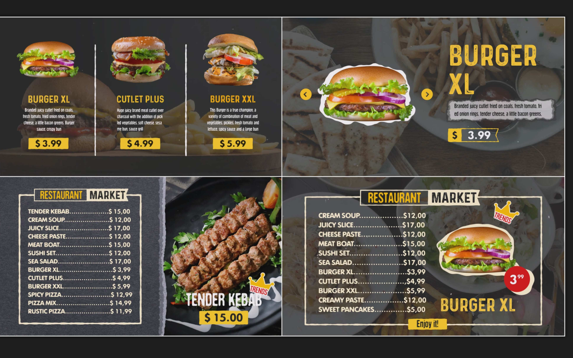 AE模板-菜单价格报价 肯德基麦当劳餐厅美食介绍 高级餐厅酒店餐饮...