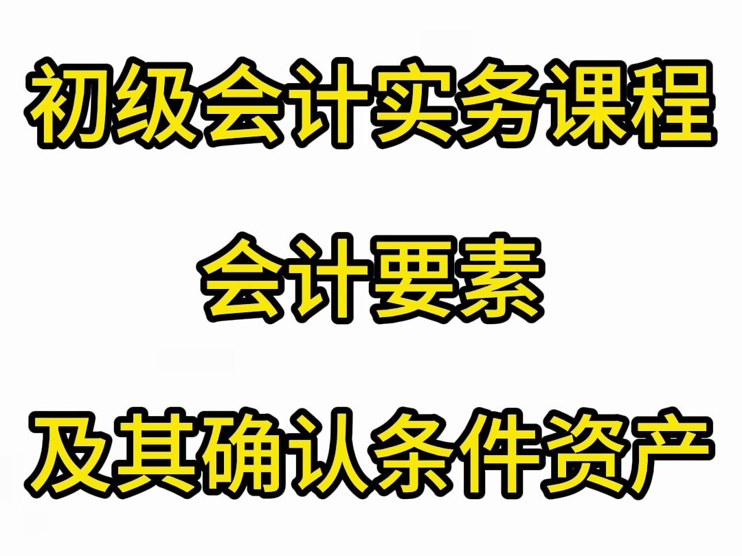 初级会计实务课程(会计要素及其确认条件资产)