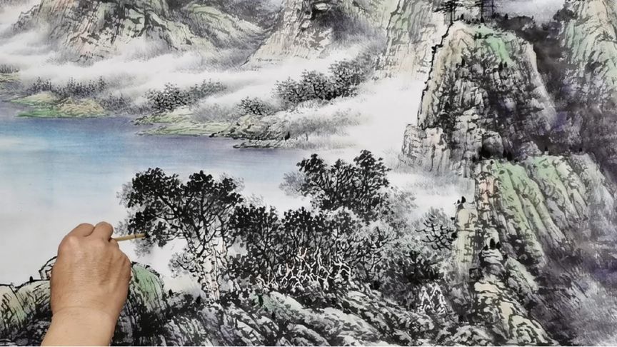 国画山水入门教程树木丛林简单易学方法