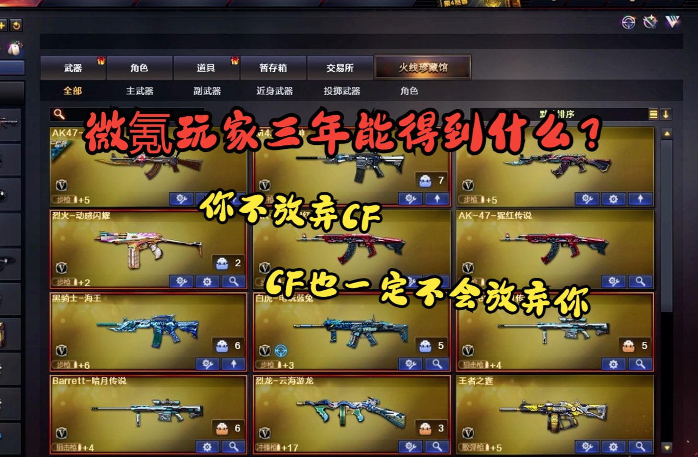 穿越火线微氪号玩3年能得到什么?坚持玩下去我觉得CF无疑是最良心...