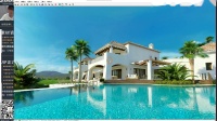 3DMAX建筑效果图 / 水材质讲解 / HDR日景灯光 / 相机构图 /山上植物...