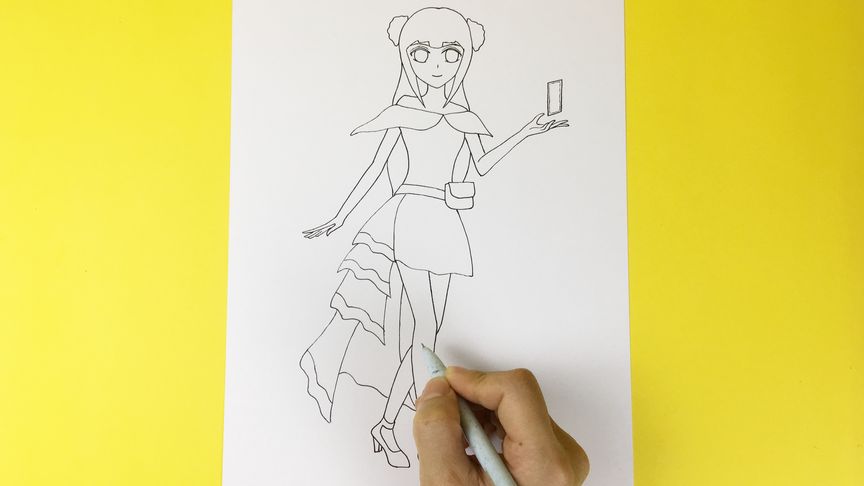 手绘《精灵梦叶罗丽》变身后的齐娜简笔画