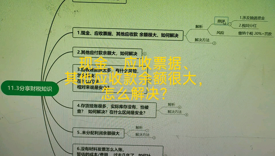 现金、应收票据、其他应收款余额很大,怎么解决?