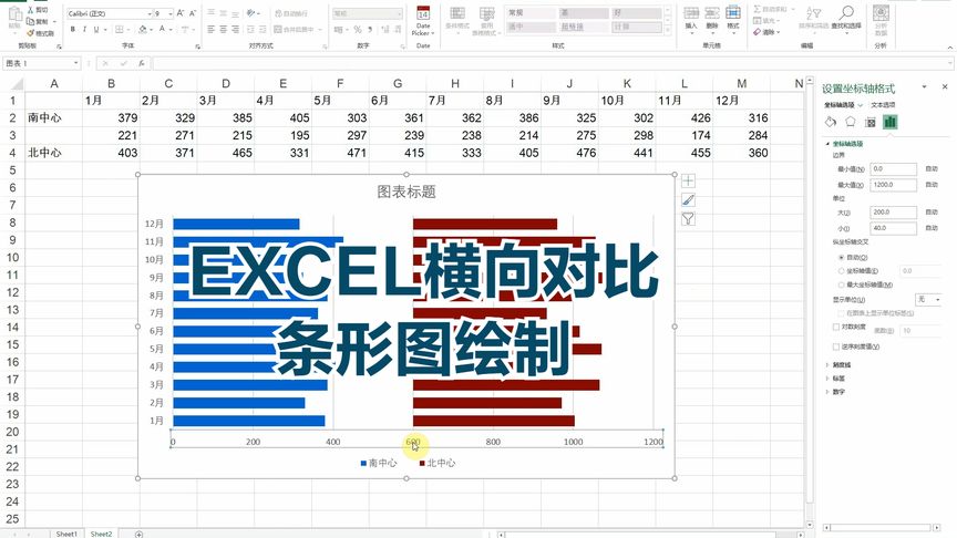 EXCEL横向对比条形图的绘制