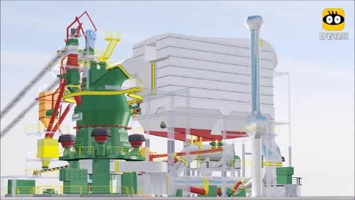 用于水泥和矿渣的研磨机设计模型动画