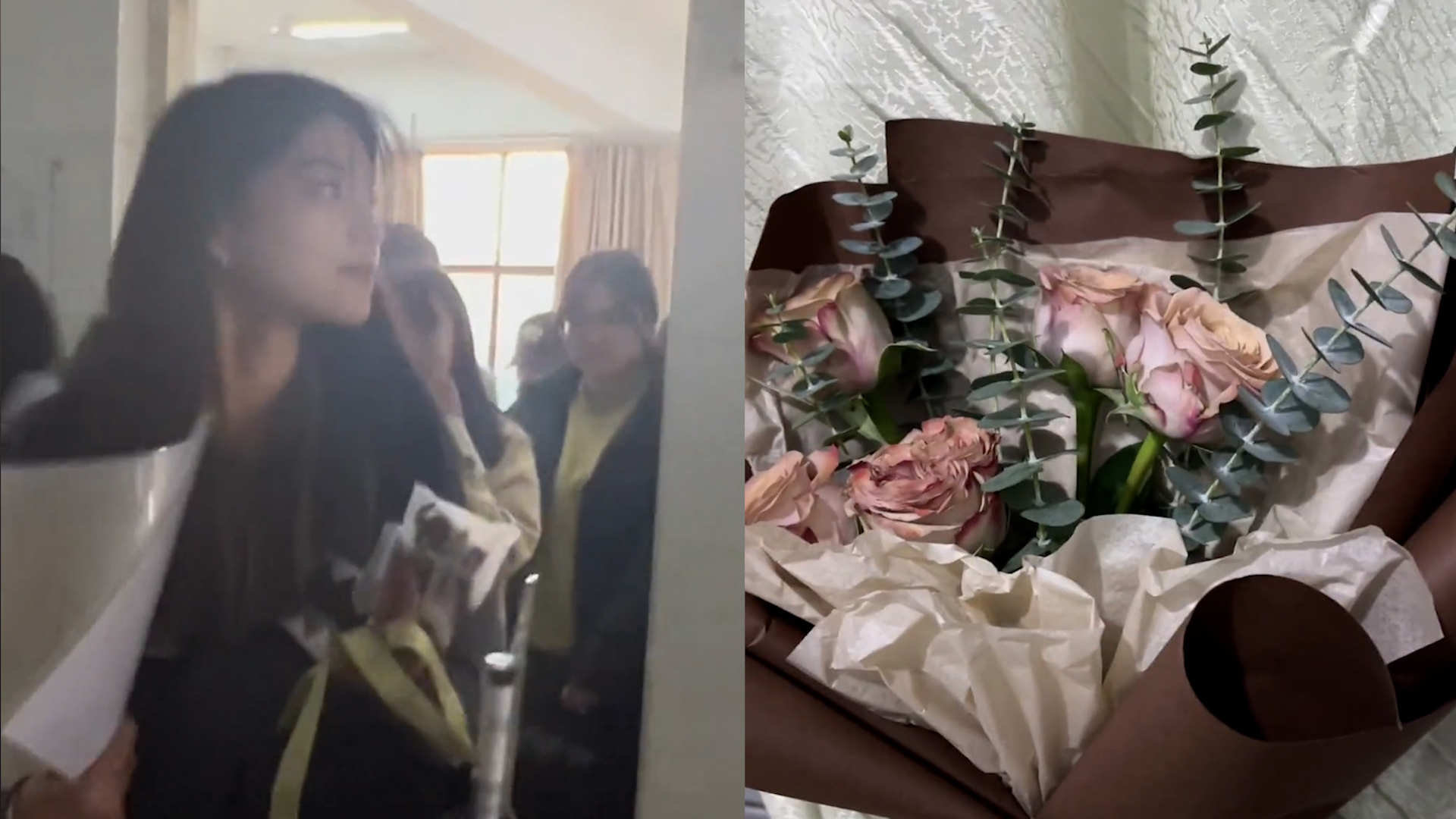 异地朋友突然抱花出现在学校,浪漫惊喜令人破防:不是第一次了