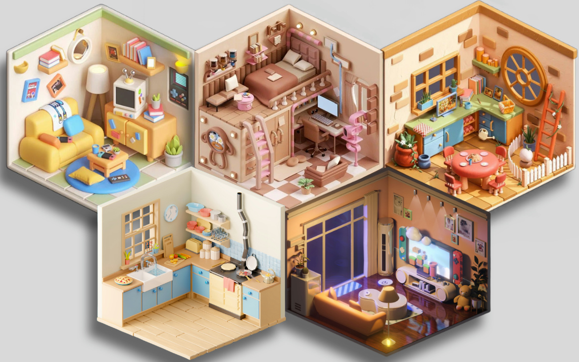 【3dmax新手教程】温馨的室内小场景建模合集,超详细讲解搭建思路...