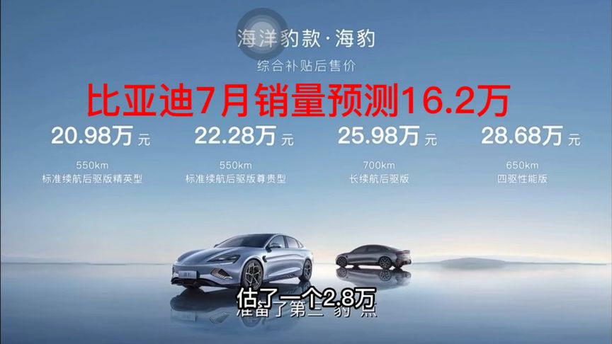 比亚迪7月销量预测16.2万,大家觉得呢? 海豹上市你订了吗?