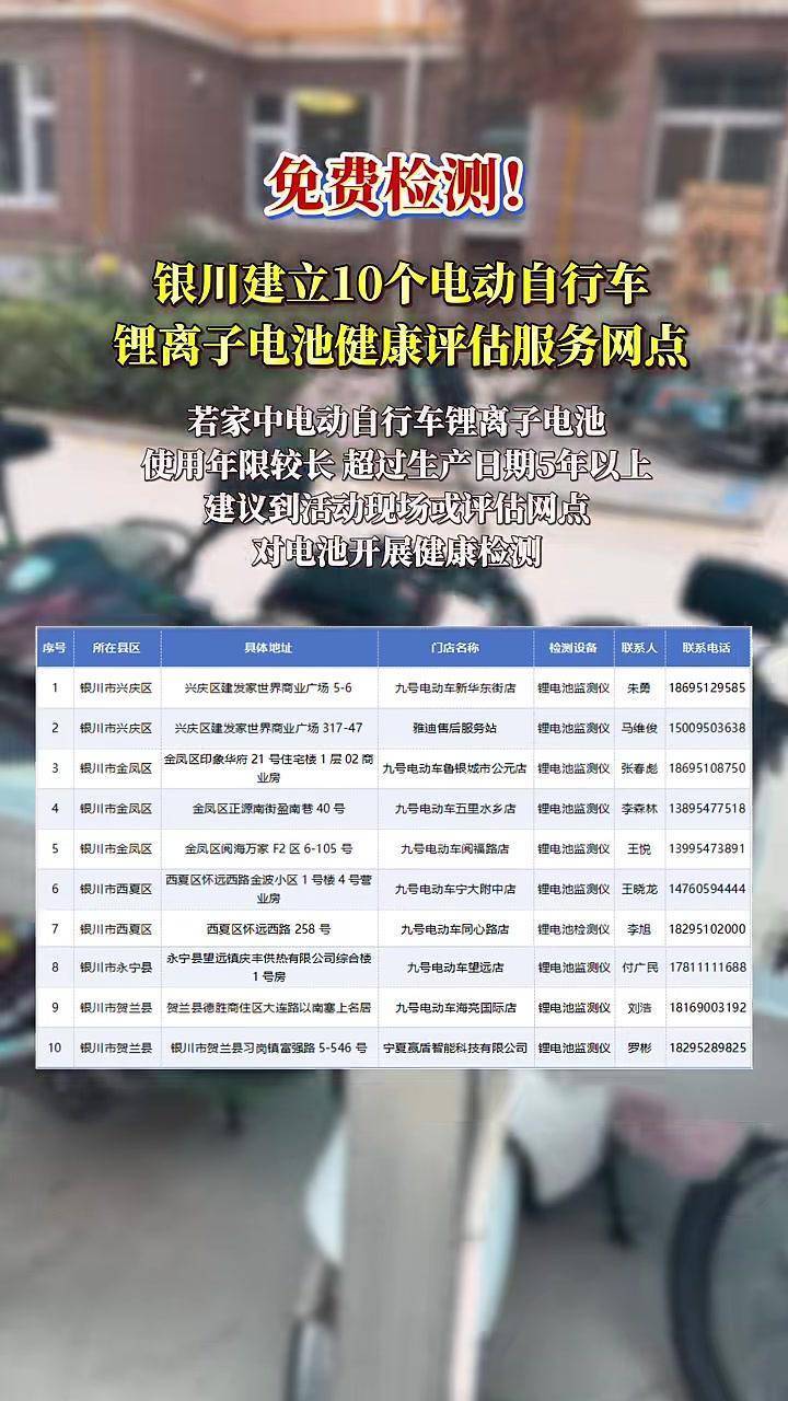 #电动车#锂电池#安全出行免费检测!银川建立10个电动自行车锂离子...