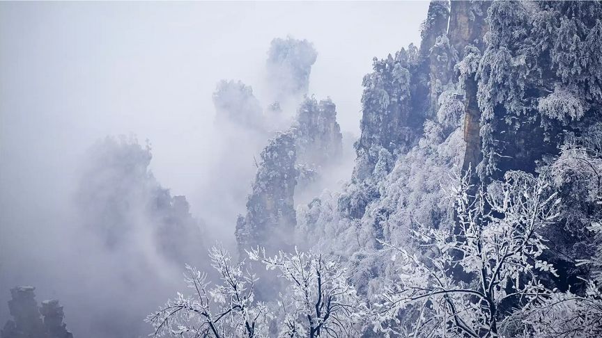 旅行湖南,雪后的张家界森林公园,去感受银装素裹的风景