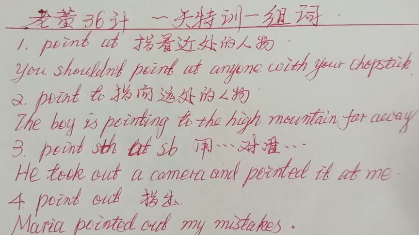 特训point at,point to和point out用法比较