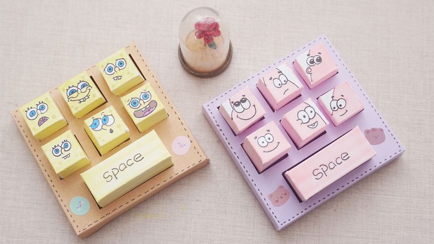 用卡纸DIY可爱的迷你键盘小玩具,步骤很简单,按起来很解压!