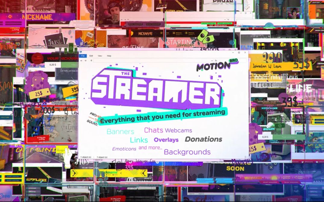 ...直播海报hud窗口边框表情设计视频模板素材 The Streamer Everything