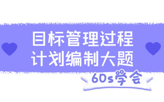 管理学目标管理过程,计划编制60s带你学会