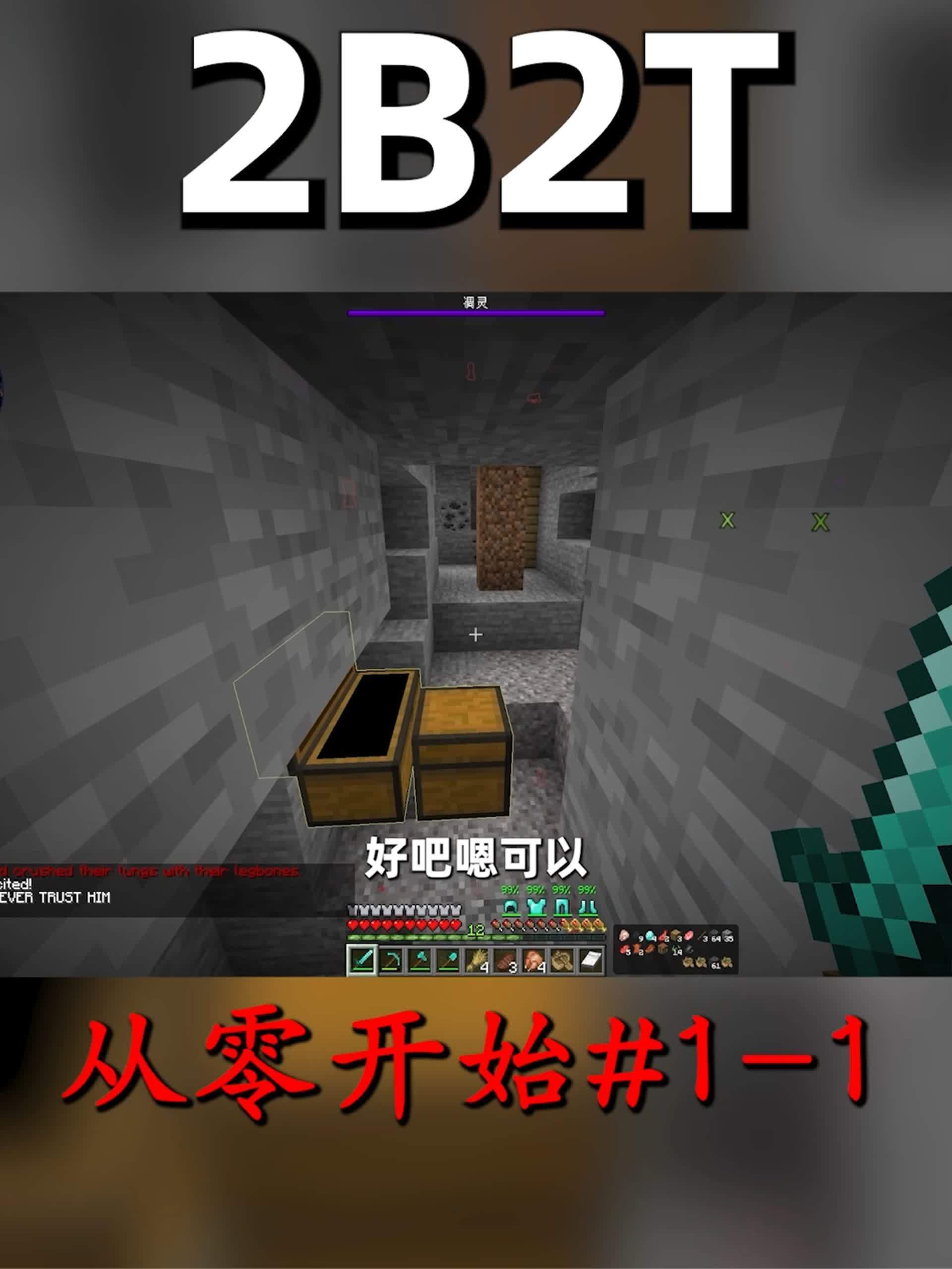 我的世界2B2T服务器:第一天!从零开始生存的30天挑战!2