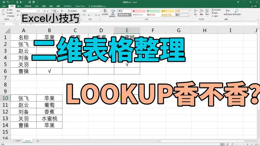 Excel函数教程,二维表格整理,LOOKUP函数就搞定,还有这用法?