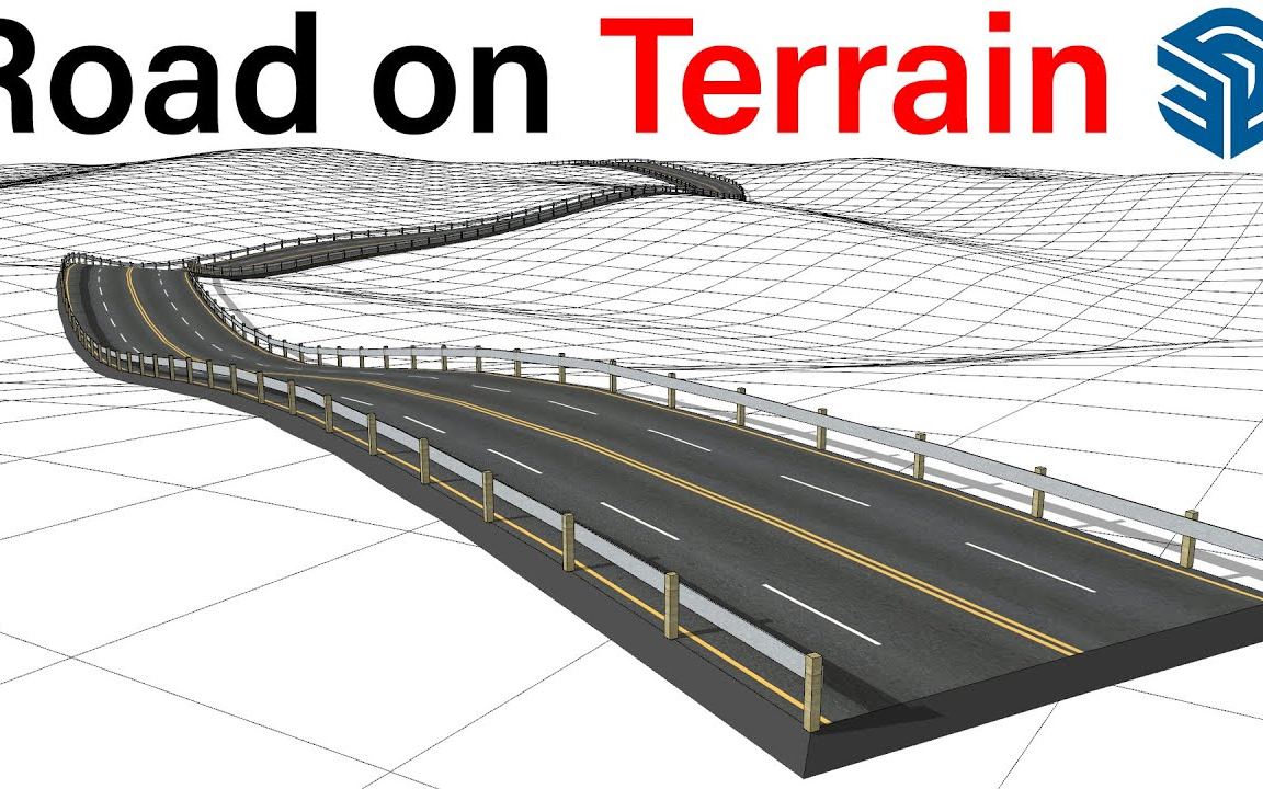 SketchUp中在地形上创建弯曲道路的不同方法