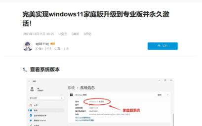 完美实现windows11家庭版升级到专业版并永久激活!