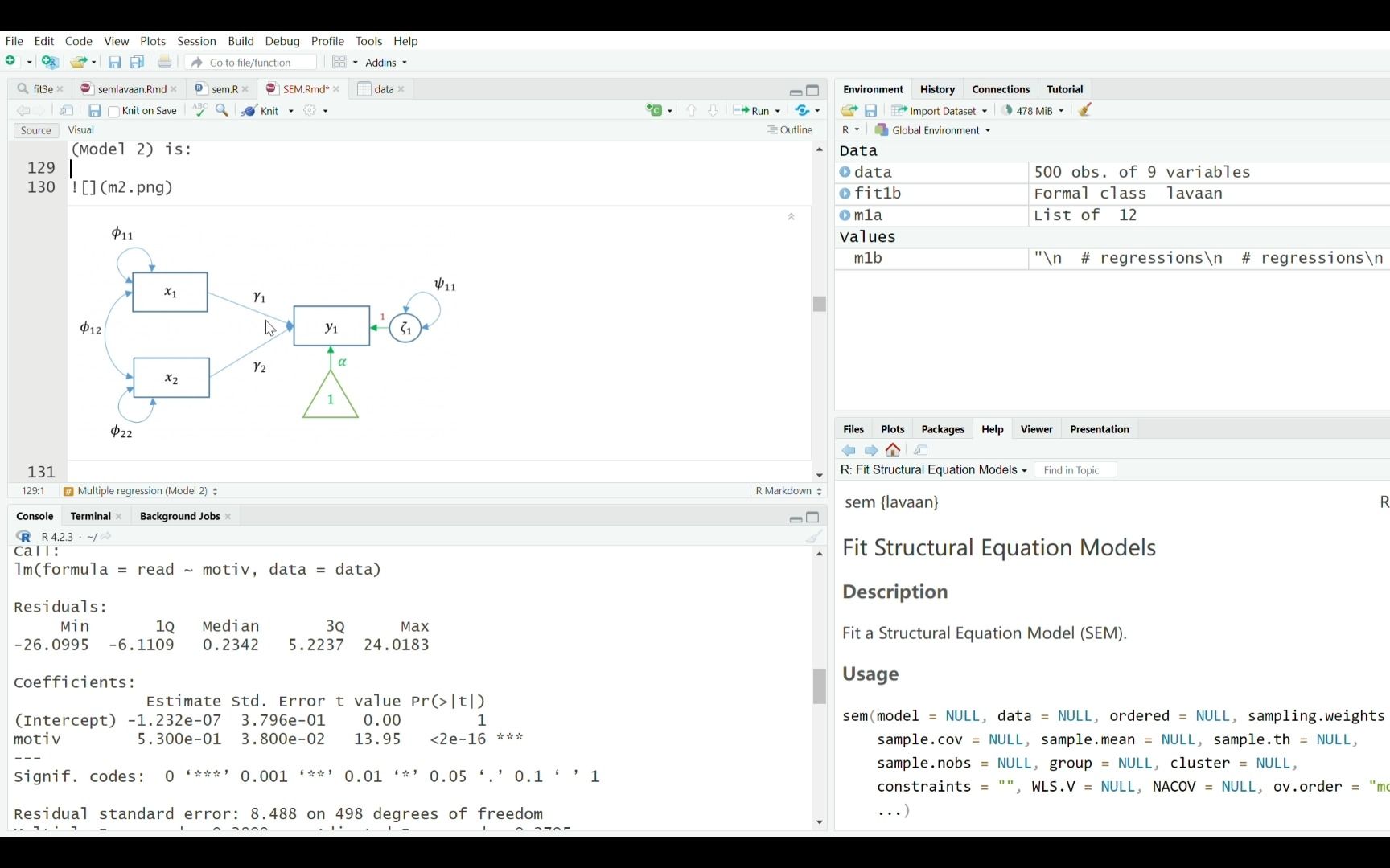R语言结构方程模型1 SEM Structural Equation Modeling 简单回归