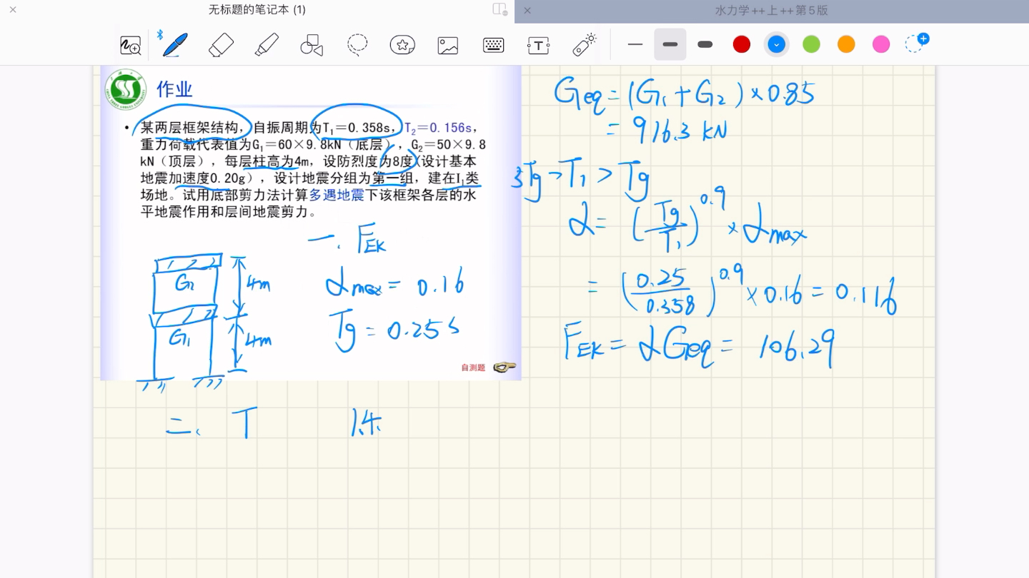 《荷载与结构设计方法》地震作用底部剪力法和结构可靠度计算