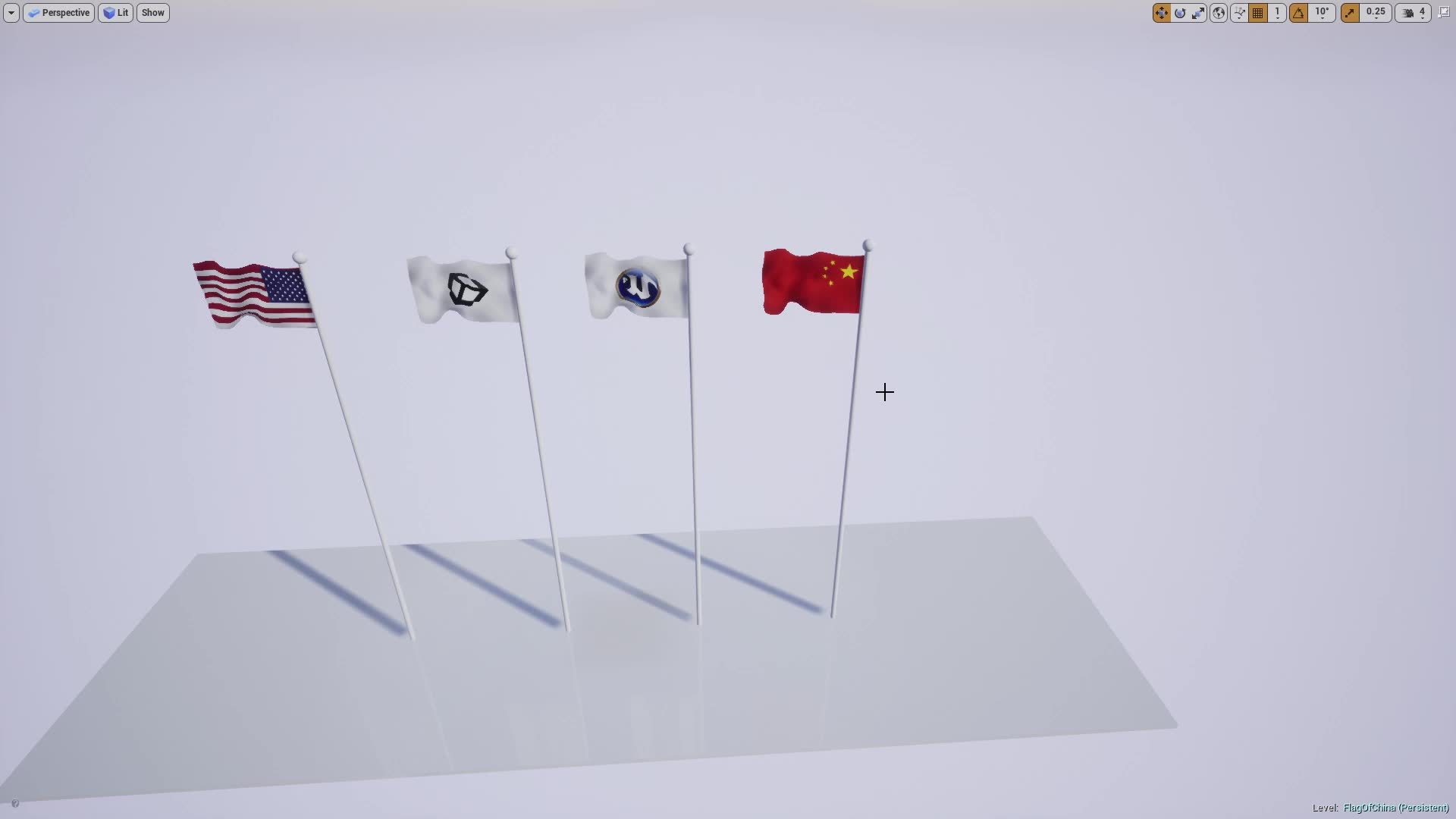 UE4 飘扬的旗帜旗子自定义漫游动画场景模型素材 The Waving Flag