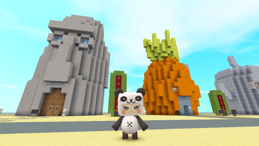 迷你世界 暗墨去了海绵宝宝的世界 还去了派大星他家看电视