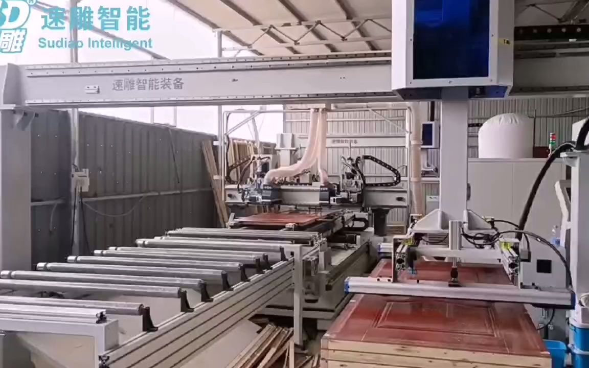 速雕数控四边锯 木门规方设备生产线