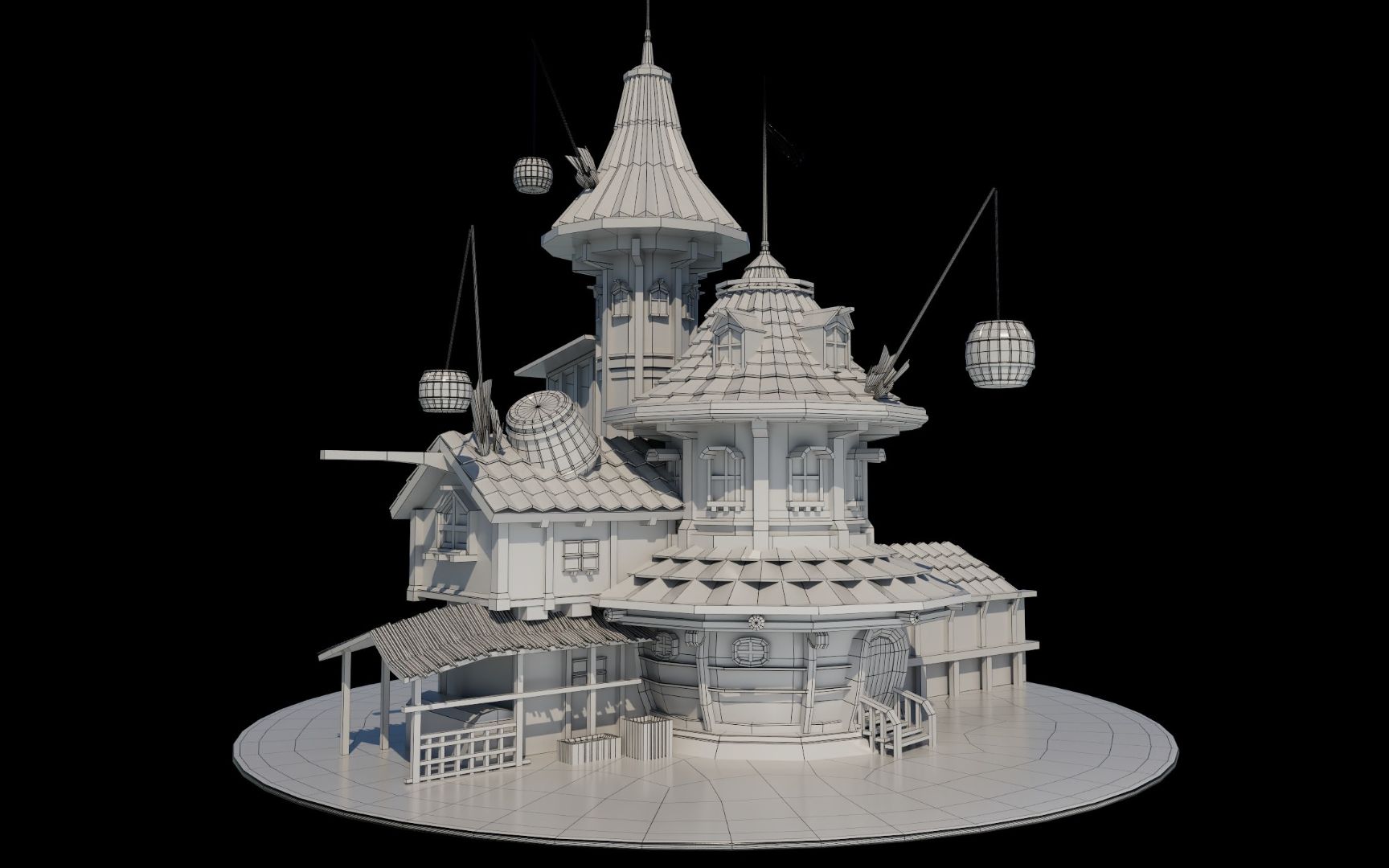 【Maya建模】2小时教会你肝建模作业,风格化场景建模案例思路详解,...