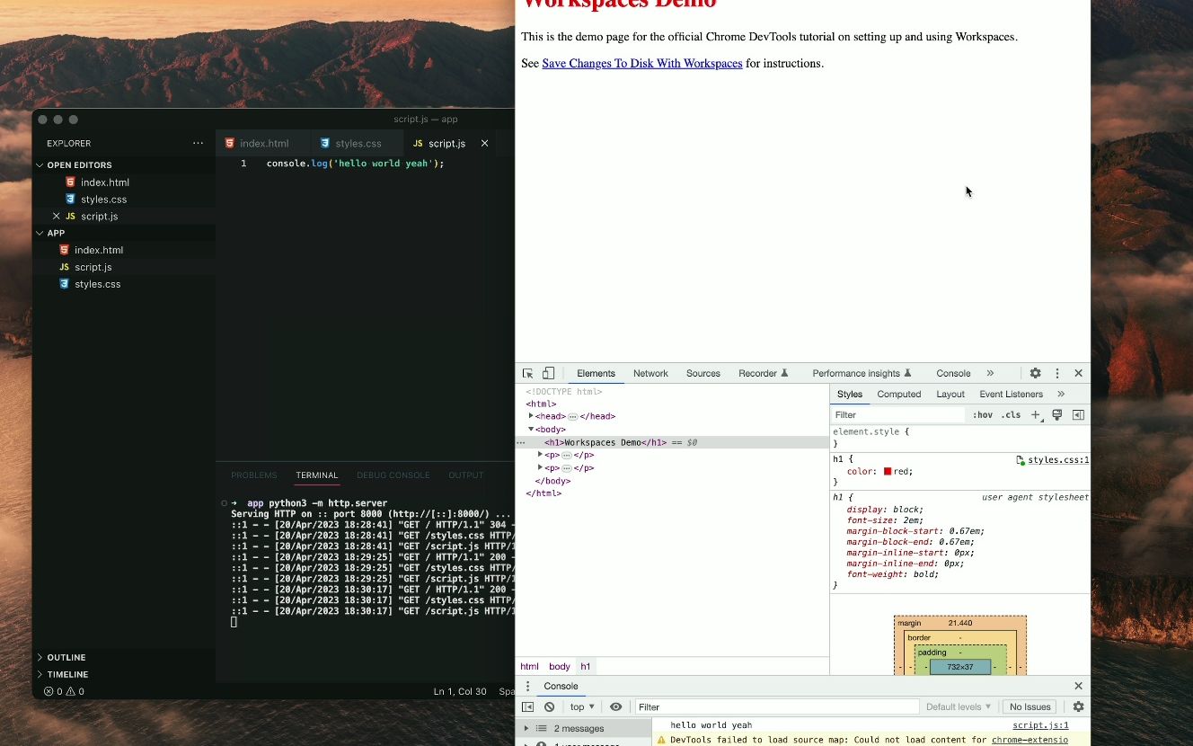 Chrome DevTool Workspaces 使用。在开发者工具中修改本地文件