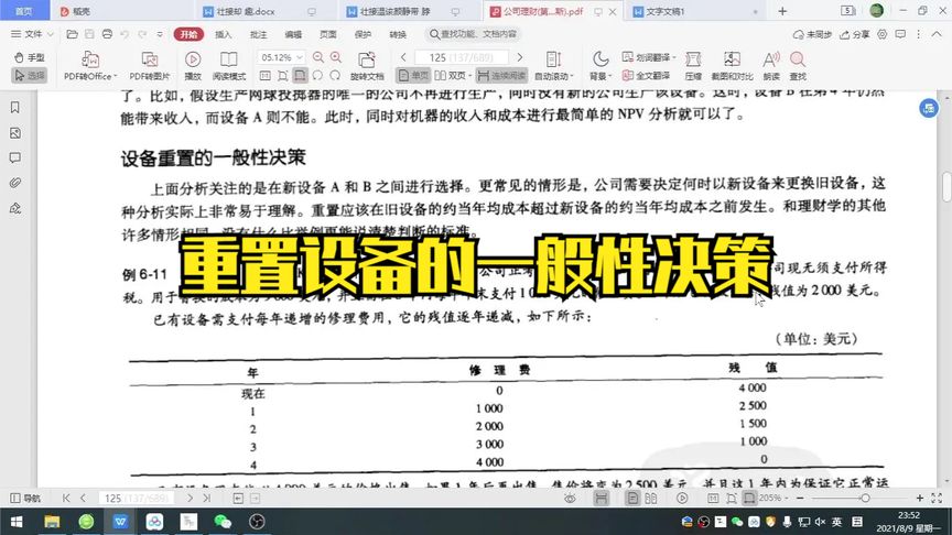 设备重置的一般性决策-罗斯公司理财51