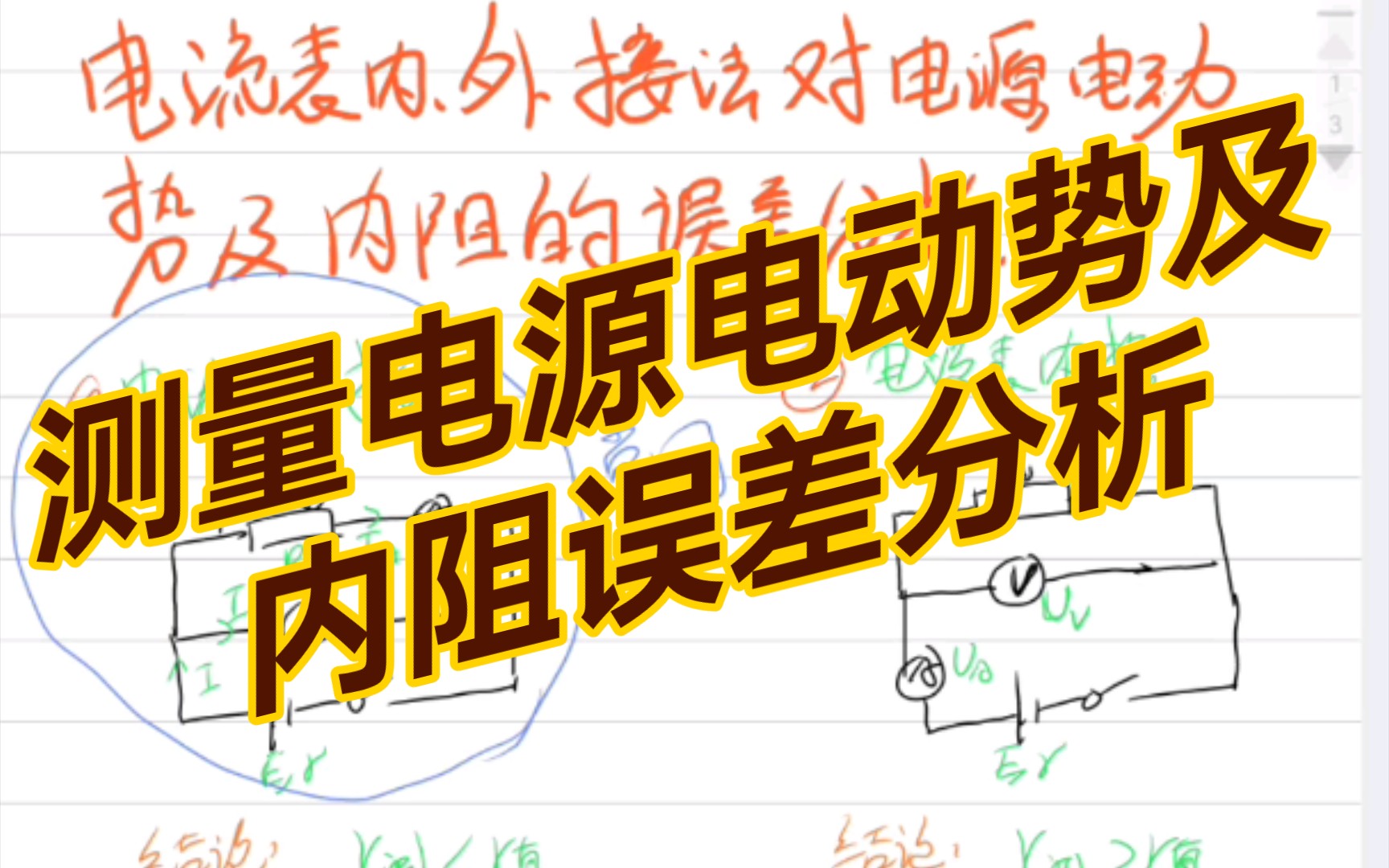 电流表内、外接法测电源电动势及内阻的误差分析(PS:看不完整个视频,...