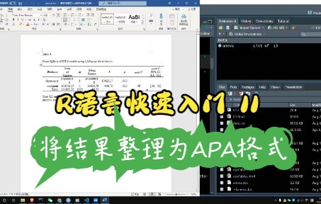 R语言快速入门11 将结果整理成apa格式